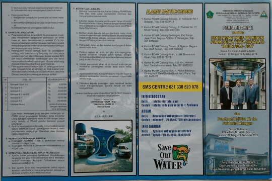 Tarif air minum PDAM Delta Tirta Sidoarjo 2014, bakalan naik terus ...